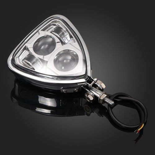 Motorcycle LED Headlight Triangle Lamp For Harley Dyna Honda Cafe Racer ...