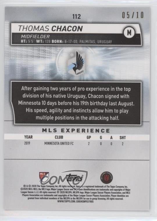2020 Topps MLS Red /10 Thomas Chacon #112 Rookie RC | eBay