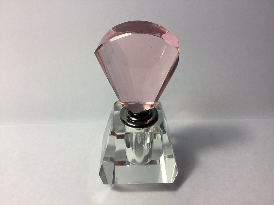 Crystal glass prism perfume bottle with pink top & Dabber | eBay