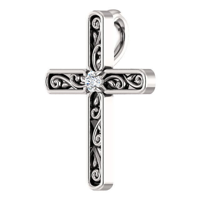 with tags Diamond Solitaire Cross Pendant In Platinum | eBay
