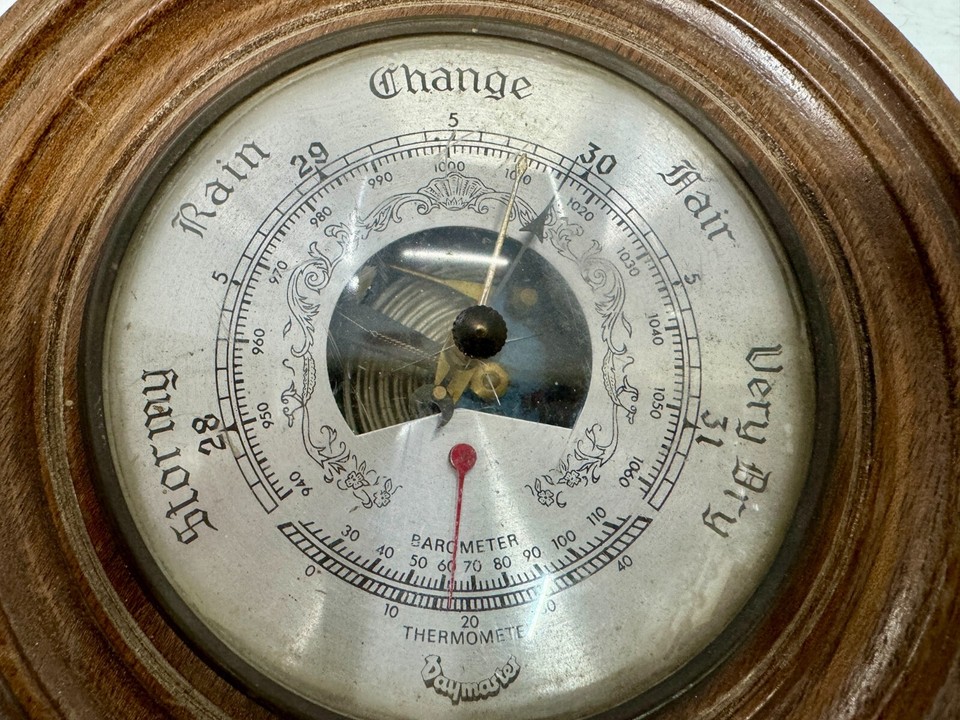 Antique Maritime Wooden Barometer Stormy Rain Change Fair Daymaster ...