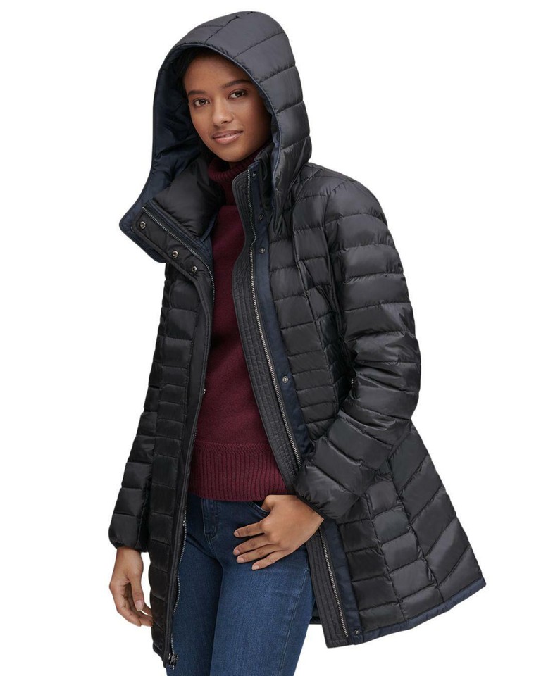 Marc New York by Andrew Marc Marble Quilted Down Jacket Removable Hood ...