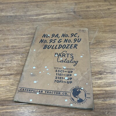 VTG 1960s Caterpillar No. 9S 9C 9S 9U Bulldozer Parts Catalog Form ...
