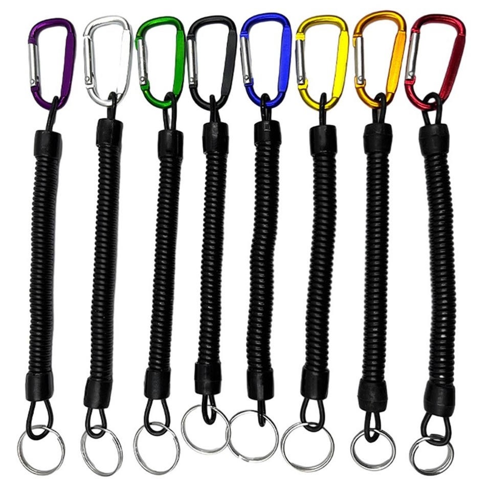 Fishing Spiral Spring Rope Stretchable Rope Aluminum Alloy Safety Lock ...