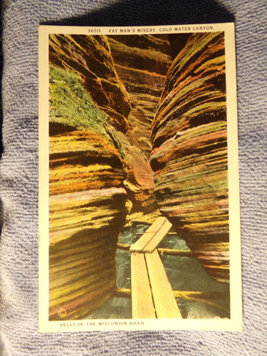 Postcard Fat Man's Misery, Cold Water Canyon, Dells Of The Wisconsin ...