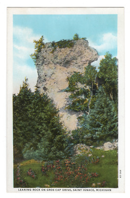 Leaning Rock On Gros Cap Drive Saint Ignace Michigan White Border ...