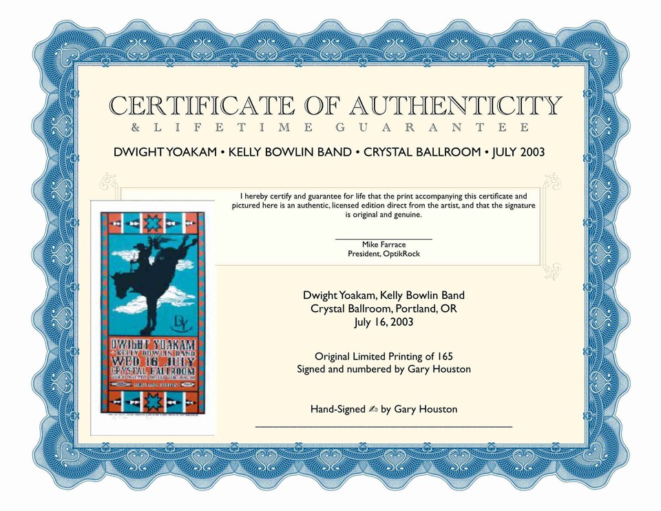 Dwight Yoakam Poster Kelly Bowlin Original S/N 165 Hand Signed Gary ...