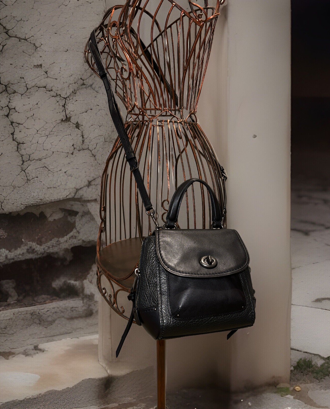 Coach Mini Faye Convertible Backpack/Crossbody Black… - Gem