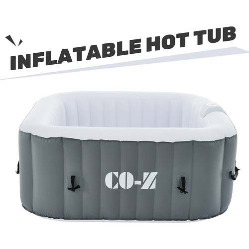 4 Person Inflatable Hot Tub Bathtub Pool w 120 Massage Jets Air Pump ...