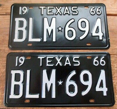 1966 Texas License Plates Passenger Pair BLM * 694 - Minty Must See ...