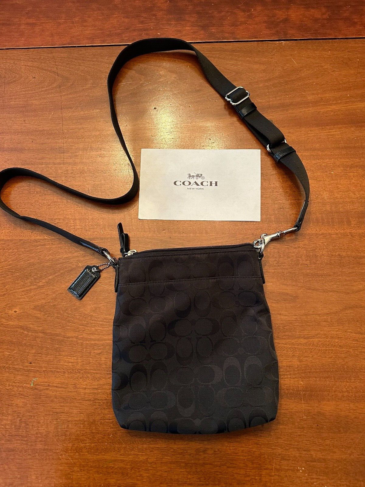 LN COACH fabric SIGNATURE logo BLACK cross body LONG … - Gem