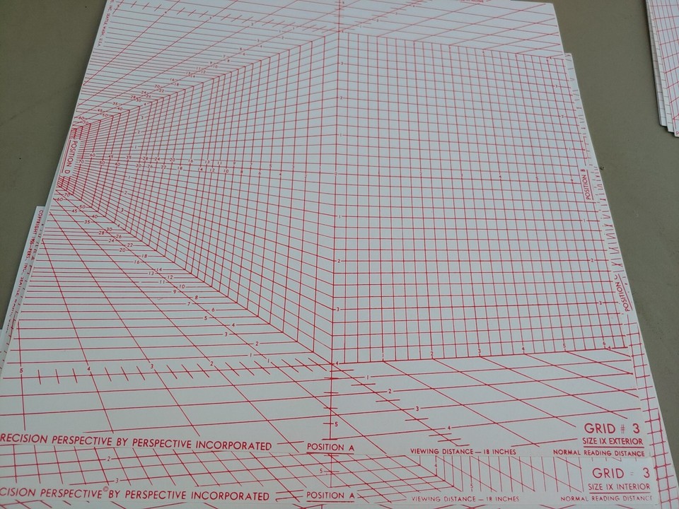 1955 Lawson Perspective Grid Charts Size IX Basic Set W Selector Charts ...
