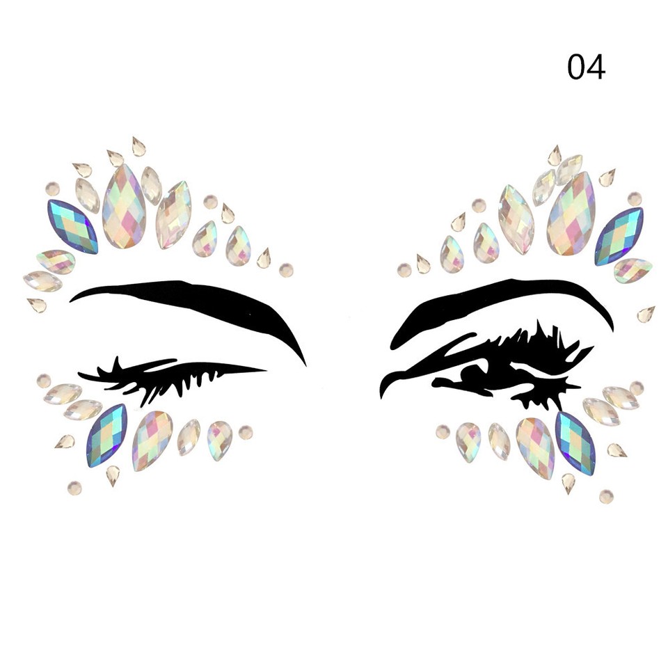 Face Crystal Sticker Eye Crafted Body Jewels Festival Temporary Tattoo ...