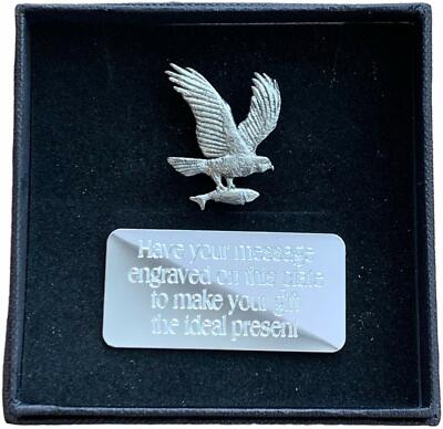 Personalised Gift Box & Hand Made Pewter Osprey & Fish Pin Badge ...