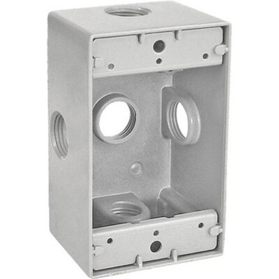 Weatherproof 1-Gang FS Box w/ Five 1/2" Holes All Around GRAY Metal ...