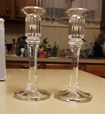 GORHAM LEAD CRYSTAL GLASS CANDLE STICKS HOLDERS CRYSTALITES COLLECTION ...