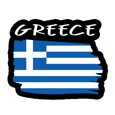 2 x Greece Country FLAG TEXT Sticker Stickers window car ute 4x4 bumper ...