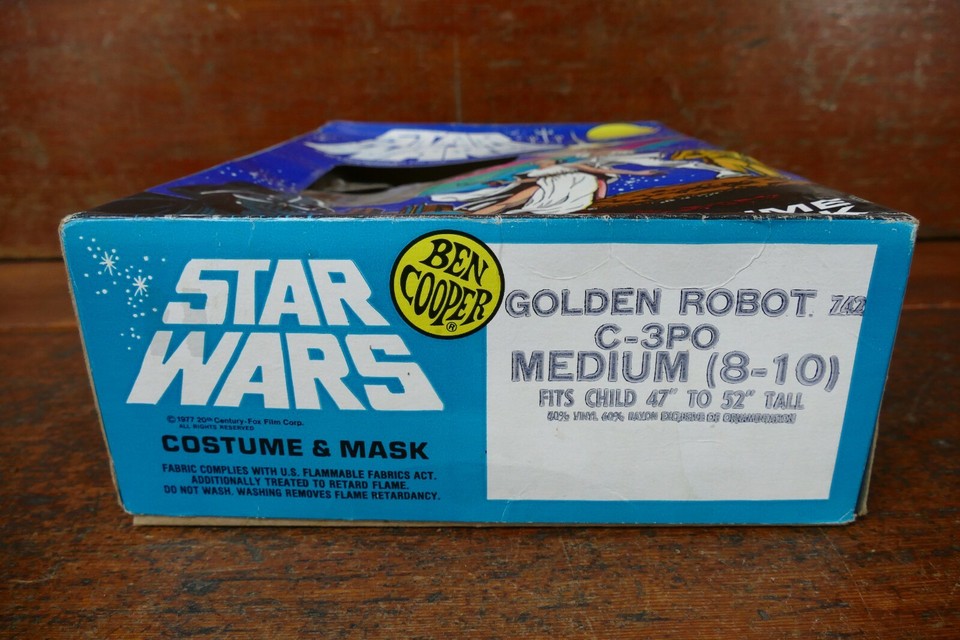 Vintage 1977 Ben Cooper Star Wars C3PO Mask & Costume w/ Original Box ...