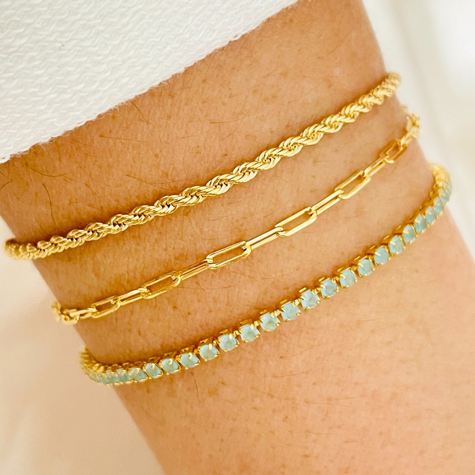 Gold Stack Bracelets for Women ,Gold Link Chain Bracelets, Layering ...