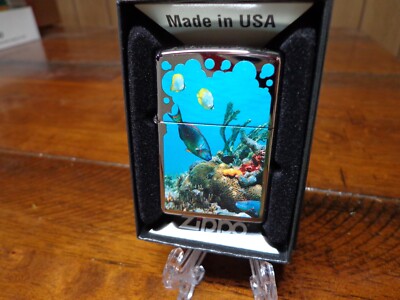 TROPICAL FISH HIGH POLISH CHROME ZIPPO LIGHTER MINT IN BOX | eBay