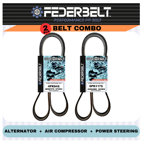FEDERBELT Serpentine Belt 2Pc Drive Kit A/C + PS+ALT 2003-2007 FX35 G35 ...