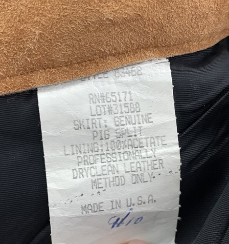 Vtg FRONTIER Collection Brown PIG SPLIT LEATHER Skirt Western Rodeo USA ...