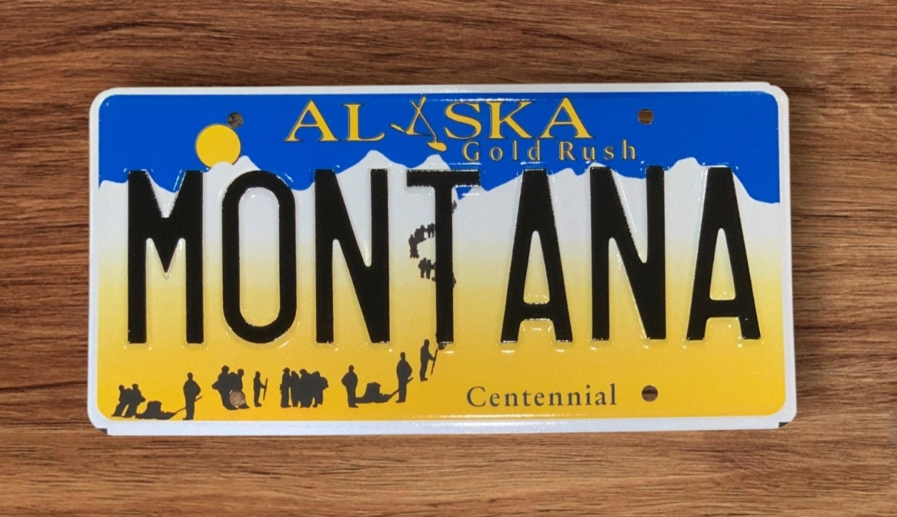 ALASKA GRAPHIC GOLD RUSH VANITY LICENSE PLATE " MONTANA " BILLINGS ...