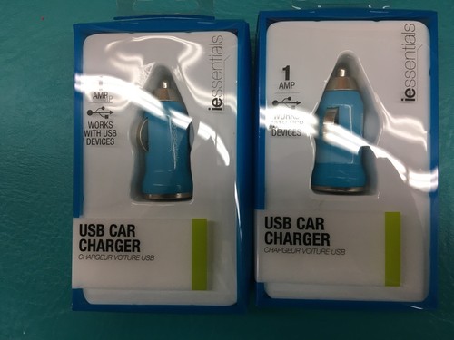 Lot of 2, iessentials USB Car Charger - Retail Packaging - Blue - 1 Amp ...