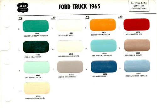 1960 1961 1962 1963 1964 1965 1966 FORD TRUCKS PICKUP PAINT CHIPS 65 ...