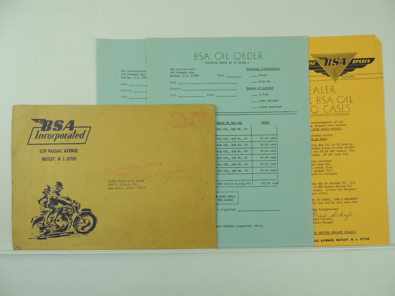 Vintage 1965 BSA Oil Order Forms Bulletins L2034 | eBay