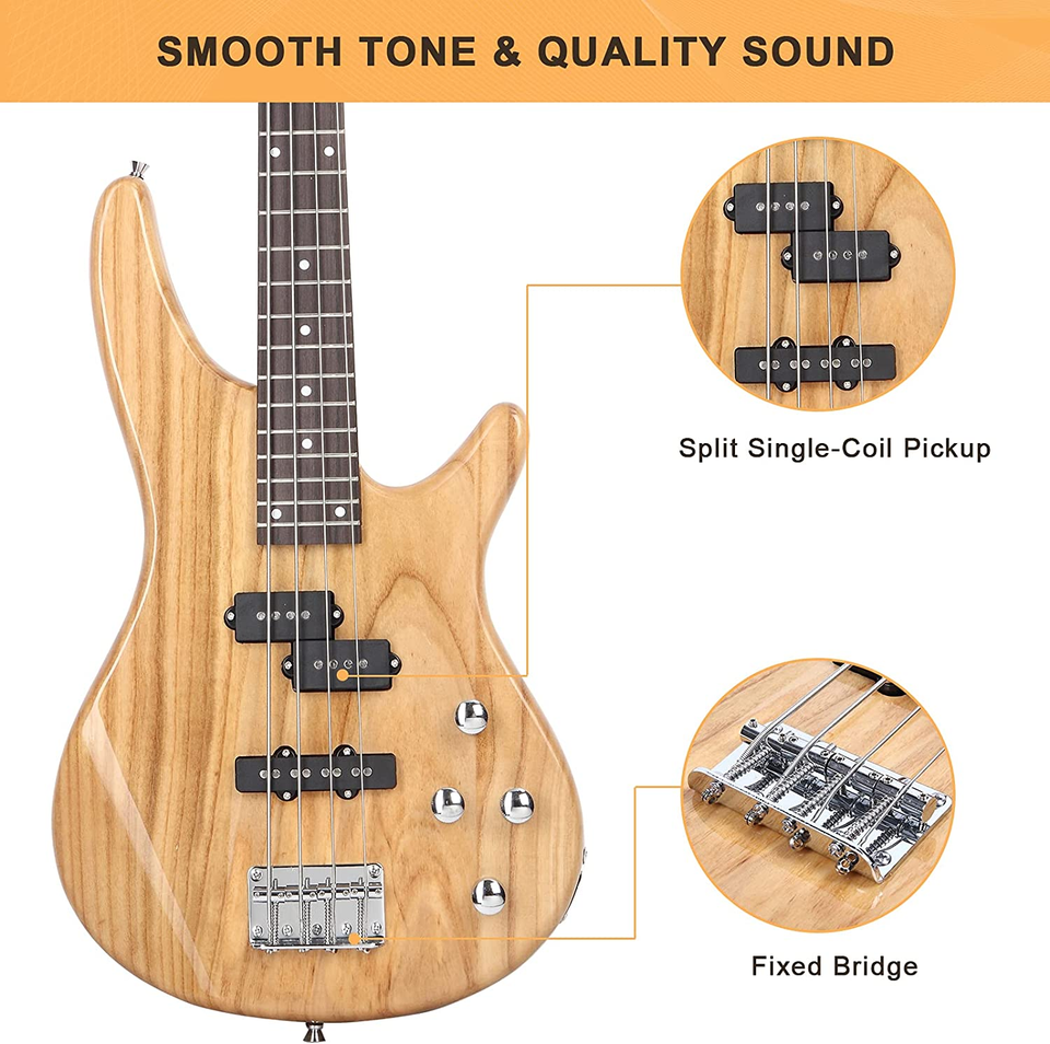 GIB Series 4 String Electric Bass Guitar Beginner Kit Full Size with ...