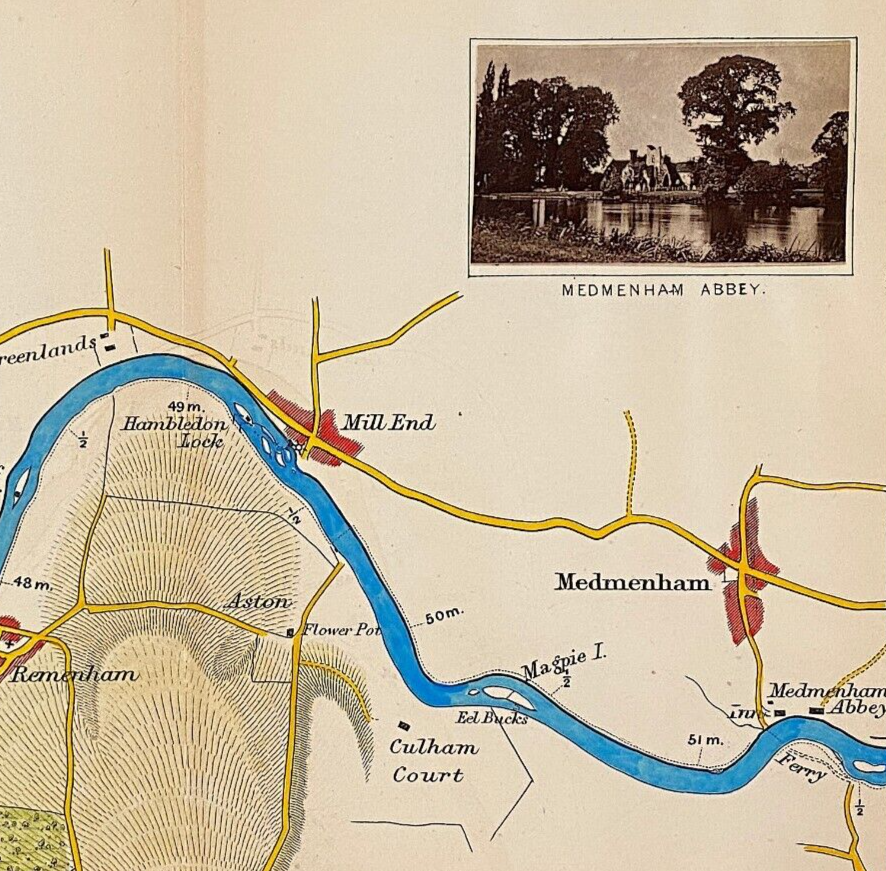map of Berkshire river Thames Henley Fawley Court Remenham Hambledon ...