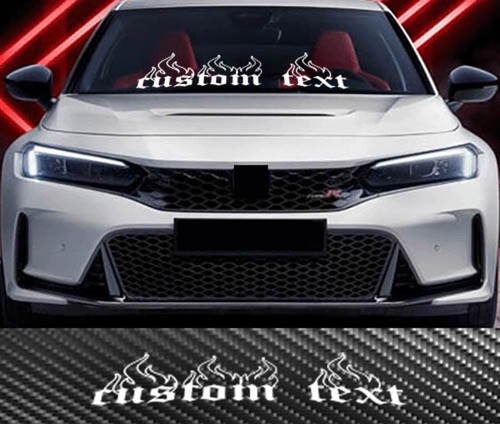 Custom Text Personalized Flames OE Windshield Decal Sticker JDM KDM ...