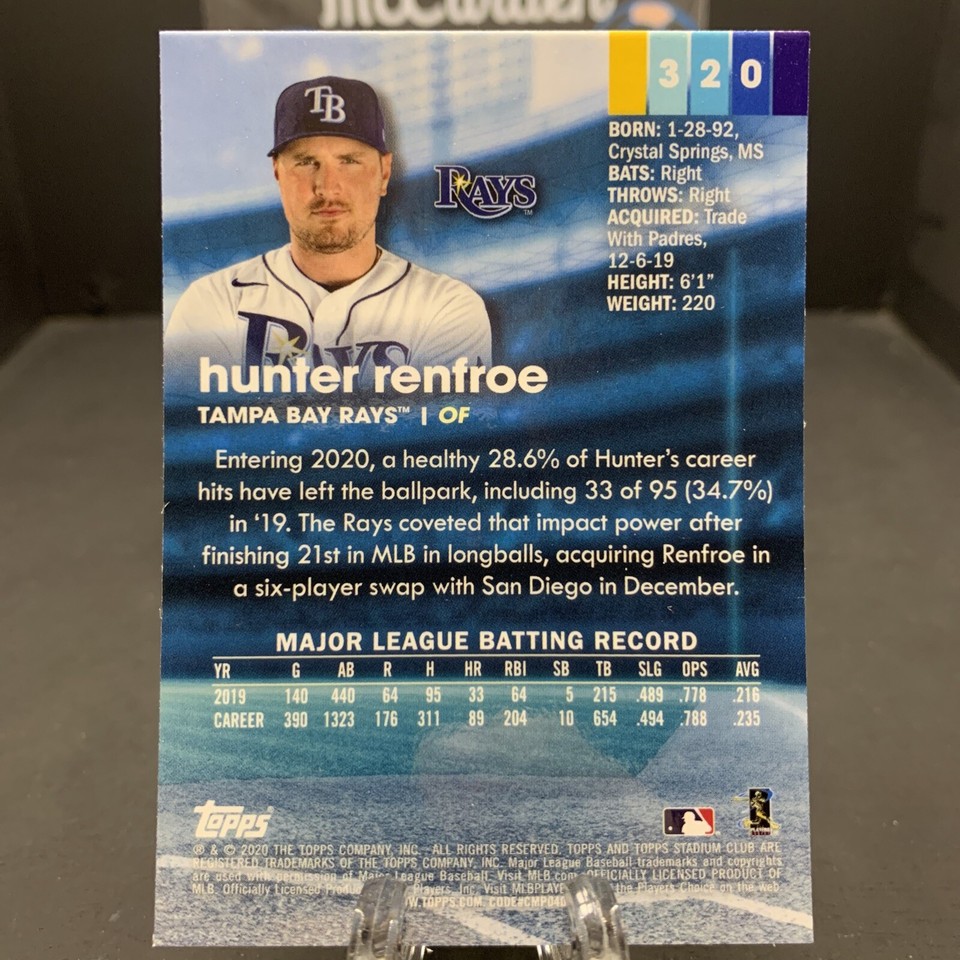 2020 Topps Stadium Club Chrome Hunter Renfroe #320 Tampa Bay Rays | eBay