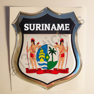 Sticker Suriname Emblem Coat of Arms Shield 3D Resin Domed Gel Vinyl ...