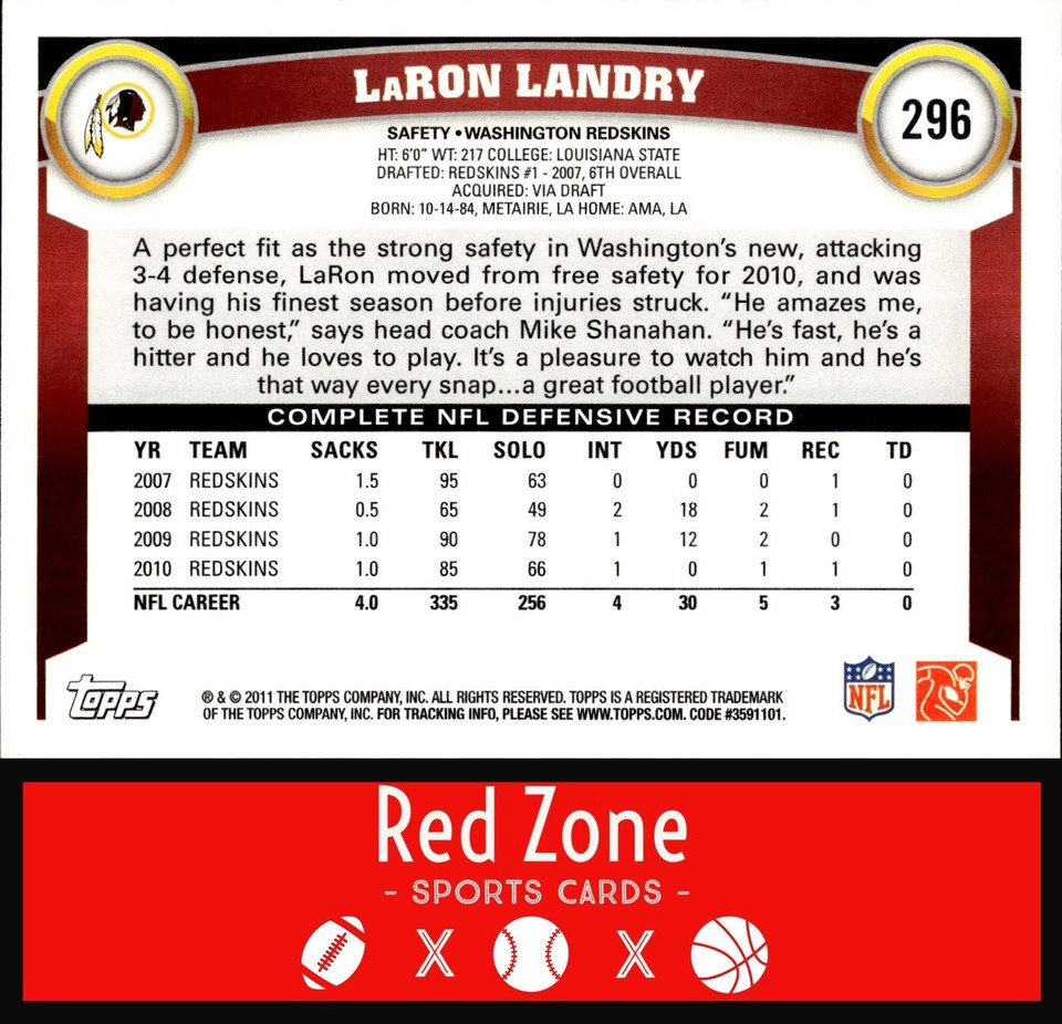 2011 Topps - #296 LaRon Landry NM Set Break. | eBay