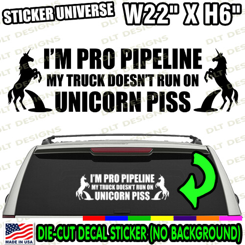Pro Pipeline Unicorn Peeing Large Die Cut 22"X6" Window Decal Keystone ...