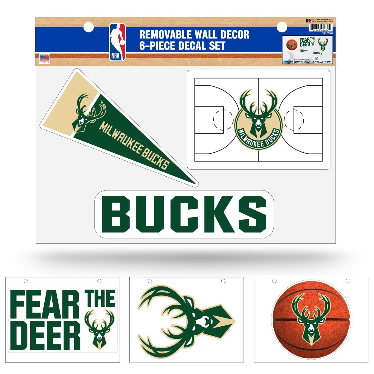 Milwaukee Bucks NBA Set of 6 Removable Wall Decal Stickers | eBay