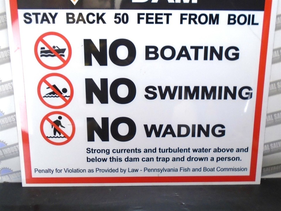 LARGE Metal Sign 24" x 24" - DANGER DAM! Stay Back 50ft ...