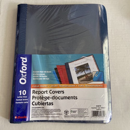 Package of 10 Oxford Letter Size Report Covers Clear Front 55870 ...