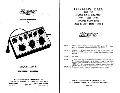 Tube Testers - Roll Chart