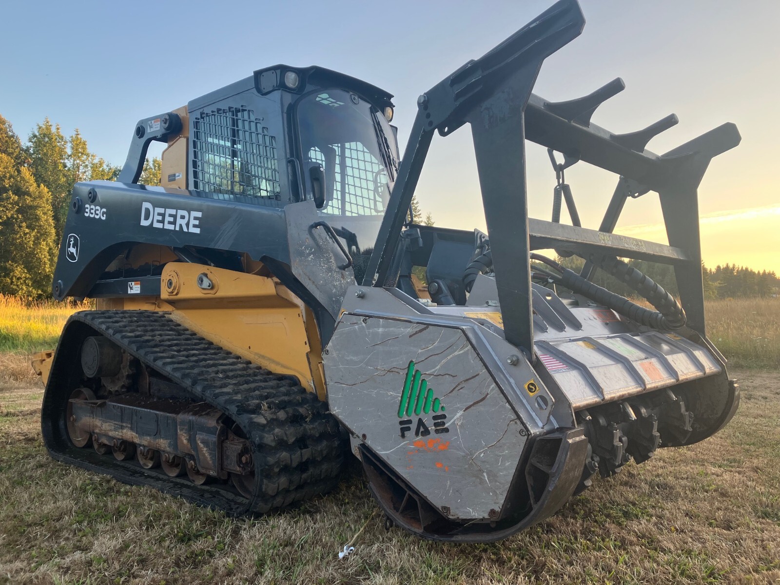 2017 John Deere 333G Track Loader / With FAE Mulching Head, Grapple ...