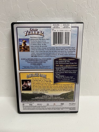 Disney's Old Yeller / Savage Sam 2 Disc Movie Collection DVD Complete w ...