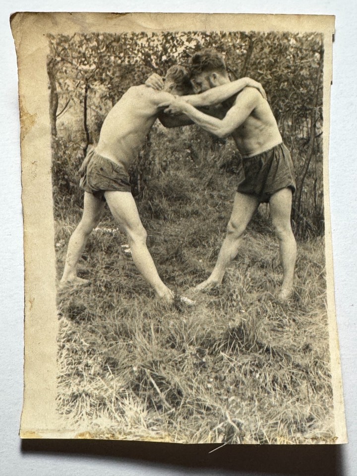 1950s Young Shirtless Men Fight in Brief Gay in Vintag Photo Amateur Snapshot | eBay