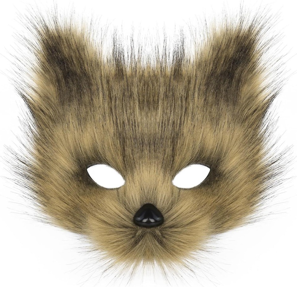 Realistic Cat Fox Mask Half Fursuit Mask Fluffy Furry Plush Cat Fox ...