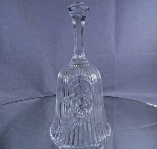 Vintage Fostoria Clear Ribbed Glass Crystal Hand Bell Cameo Lady Woman ...