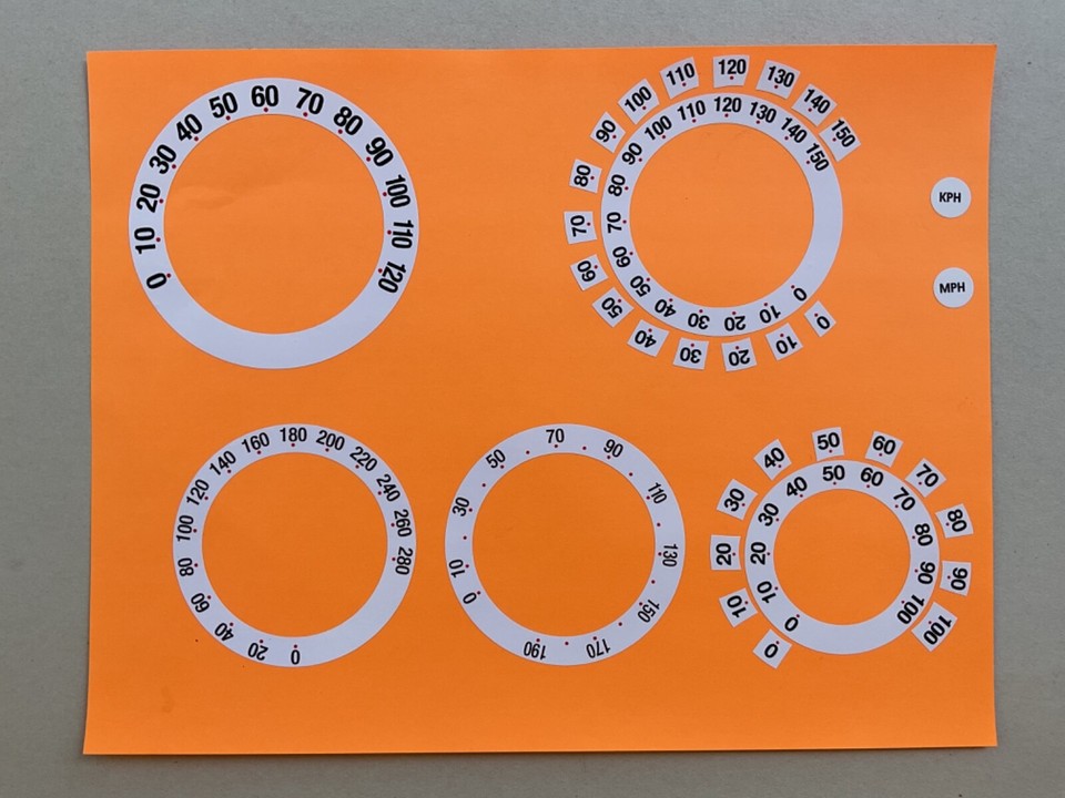 SPEEDO OVERLAY CONVERSION KIT STICKERS MPH or KPH WHITE SPEEDOMETER ...