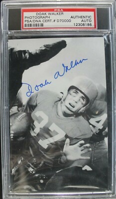 Doak Walker (d.1998) HOF Autographed Signed 4X6 RGA 90 Photo SMU Lions ...