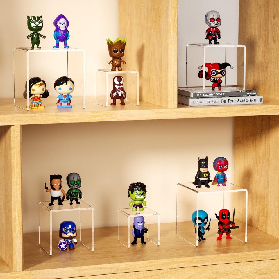 2 Set Acrylic Risers Display for Funko POP Figures,Clear Cake Stands ...