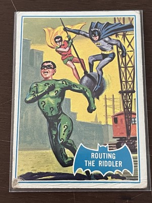 1966 BATMAN BLUE BAT TRADING CARD #22B ROUTING THE RIDDLER | eBay